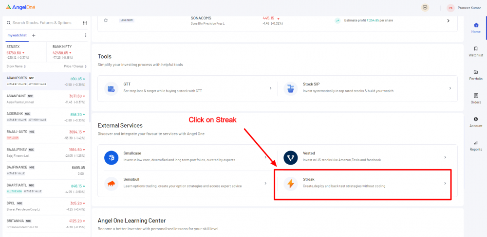 Login Flow: AngelOne - Streak Tech